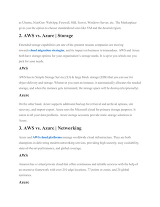 Cloud Services | A Brief Comparison Between Azure Vs AWS | DOCX