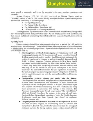 A Brief Description Of Second Language Acquisition | PDF