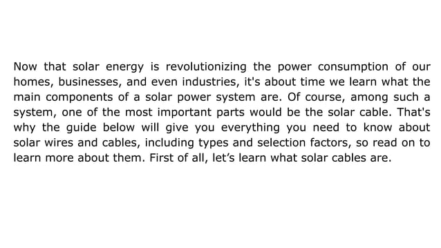 A Brief Guide About Solar Cables | Ksquare Energy | PDF | Science