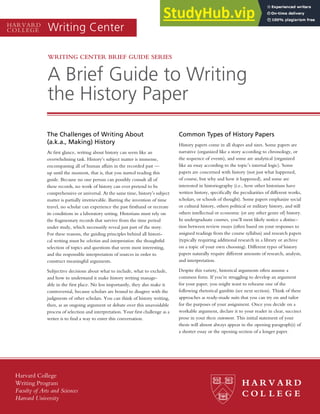 A Brief Guide To Writing The History Paper | PDF | Educational ...