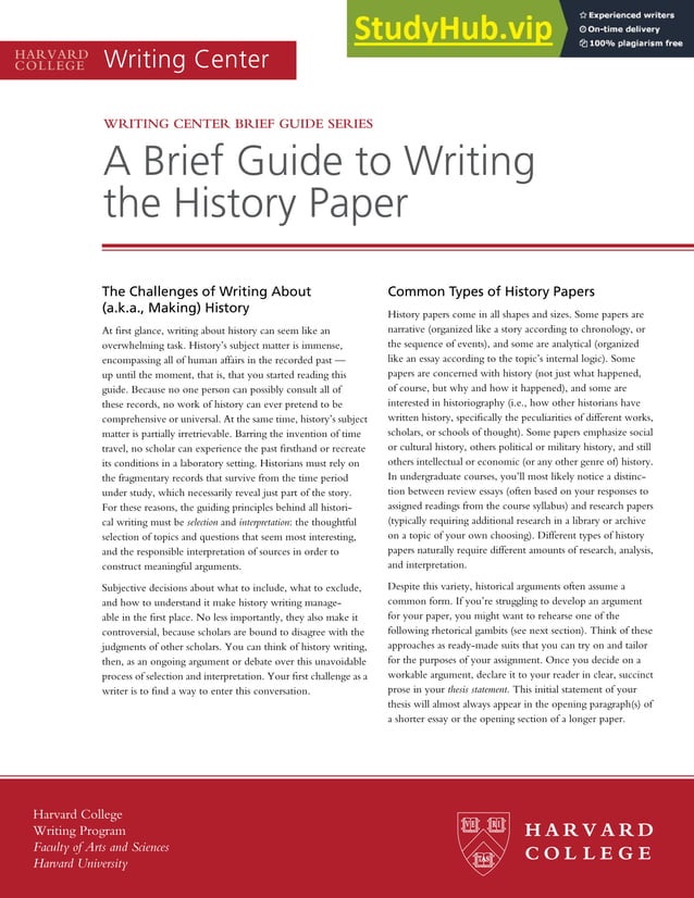 A Brief Guide To Writing The History Paper | PDF