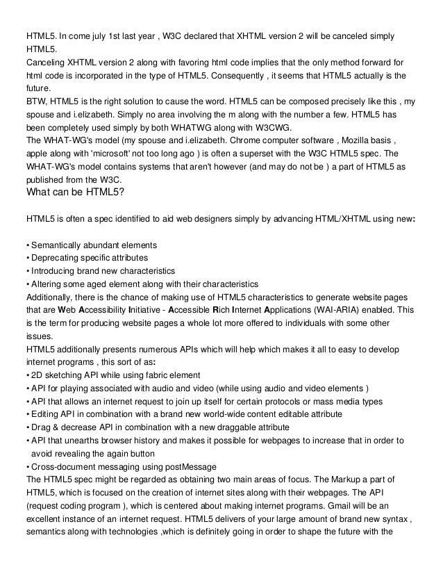 A Brief History Associated With Html 5