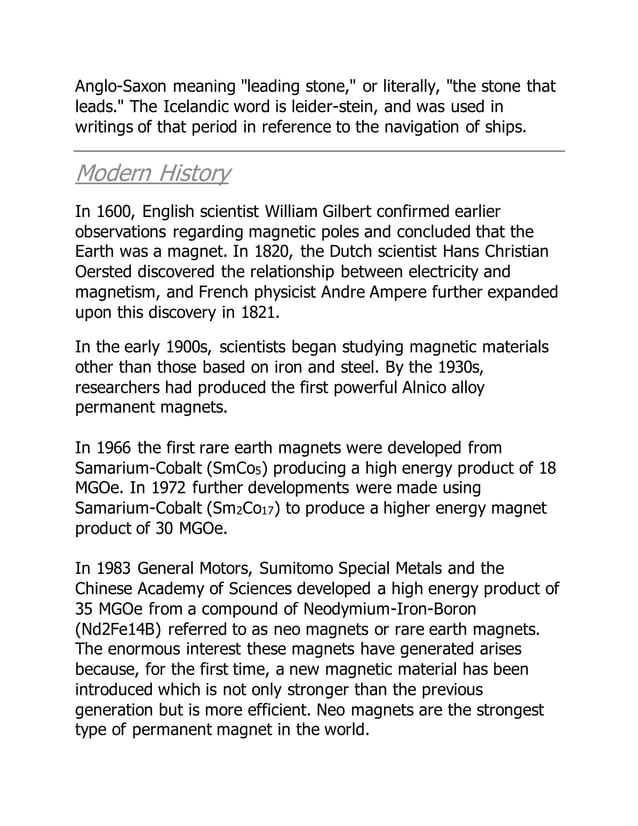 A brief history on magnets | PDF