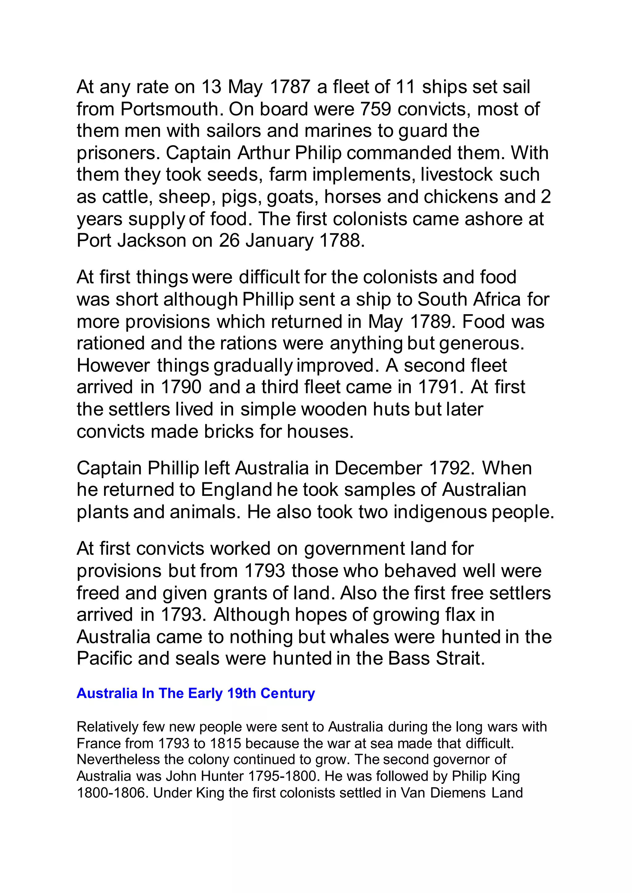 A brief history of australia | DOCX