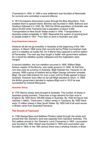 A brief history of australia | DOCX