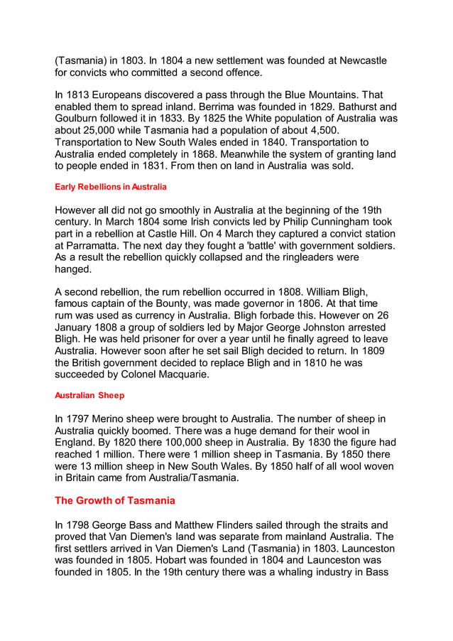 A brief history of australia | DOCX