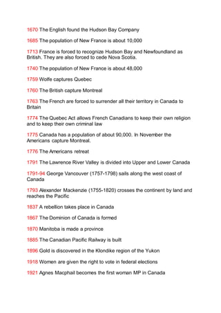 A Brief History Of Canada | DOCX
