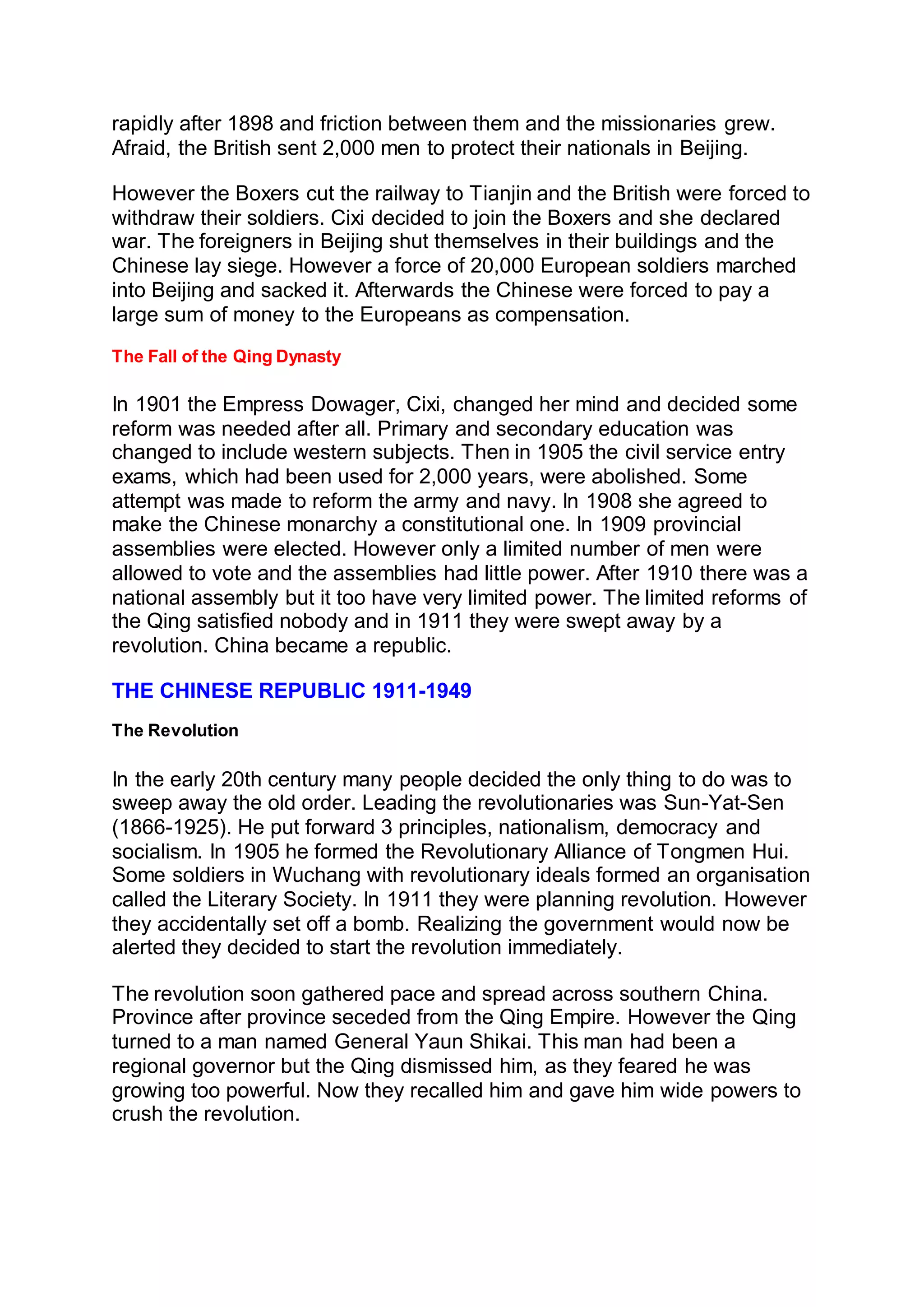 A Brief History Of China | DOCX