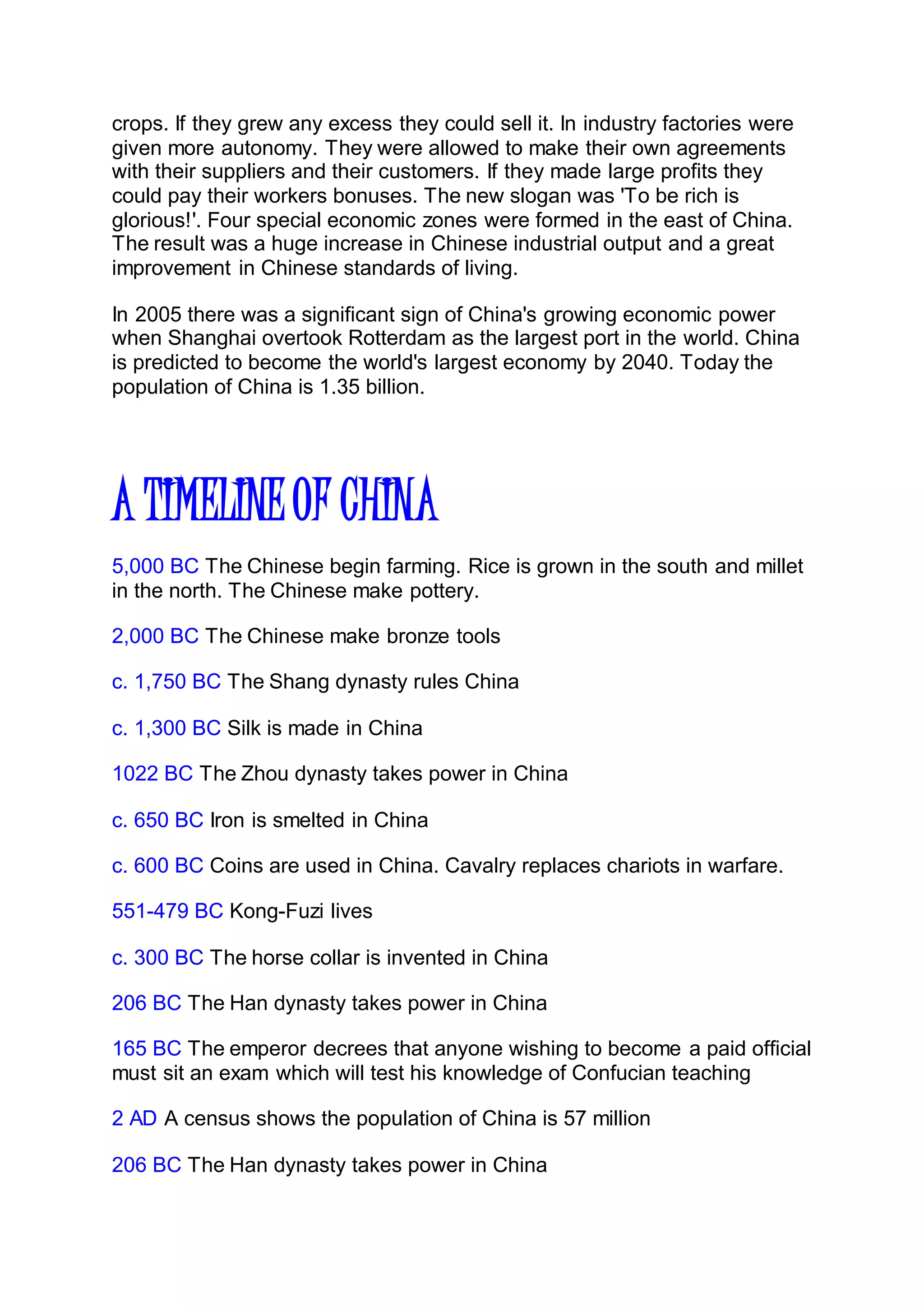 A Brief History Of China | DOCX
