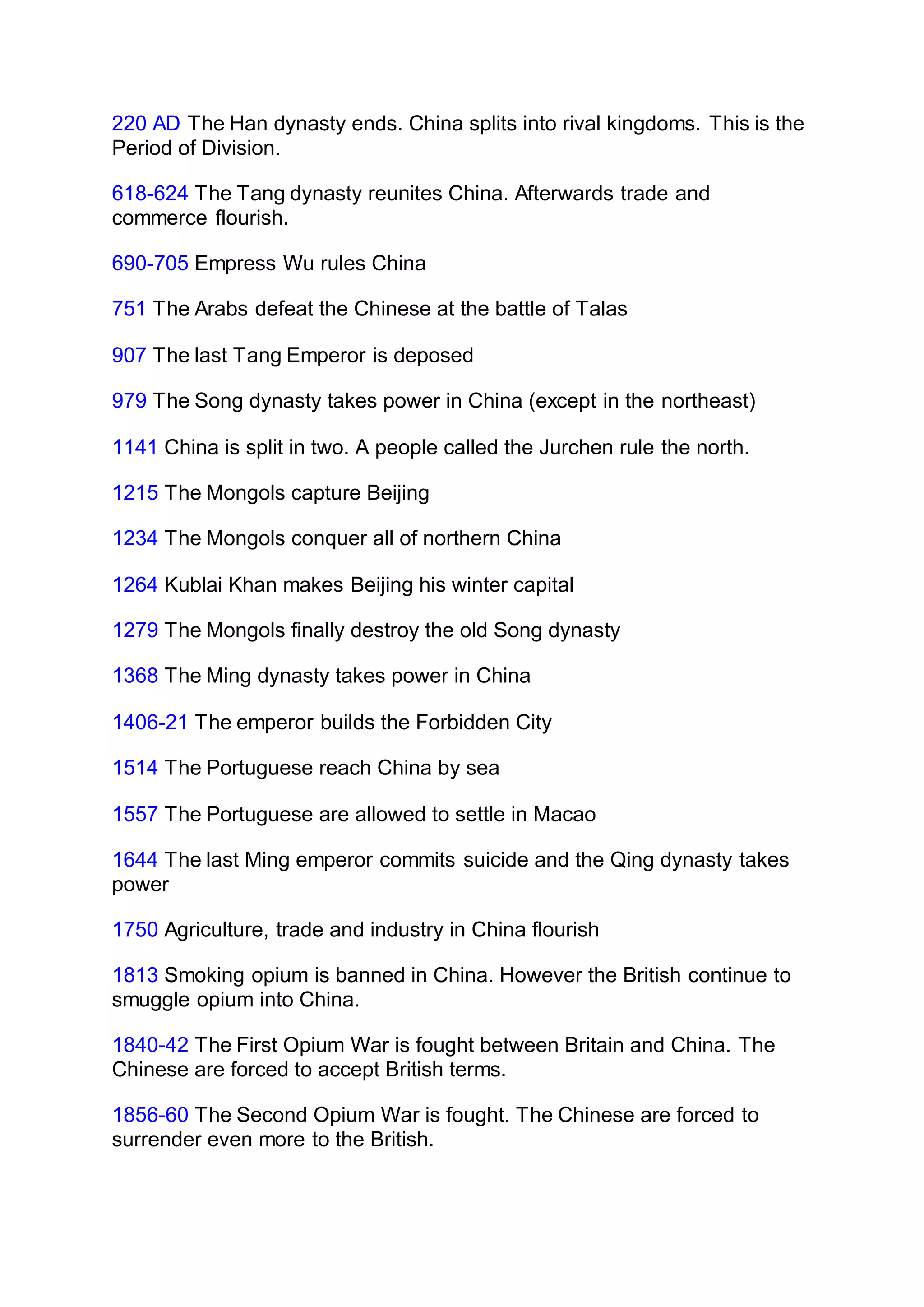 A Brief History Of China | DOCX
