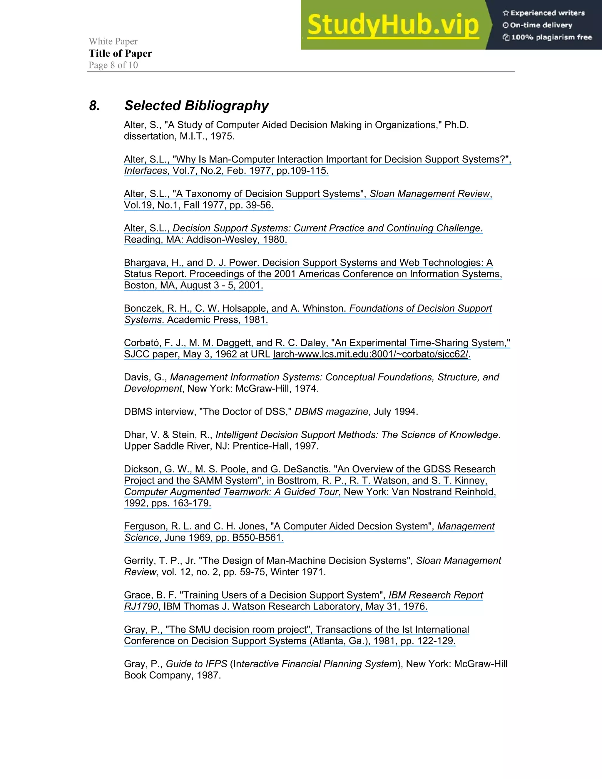 A Brief History Of Decision Support Systems | PDF