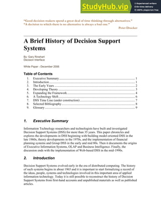 A Brief History Of Decision Support Systems | PDF