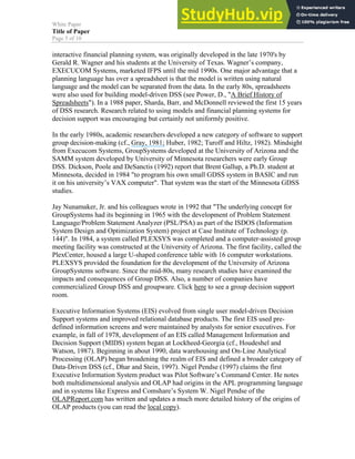 A Brief History Of Decision Support Systems | PDF