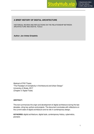 A BRIEF HISTORY OF DIGITAL ARCHITECTURE | PDF