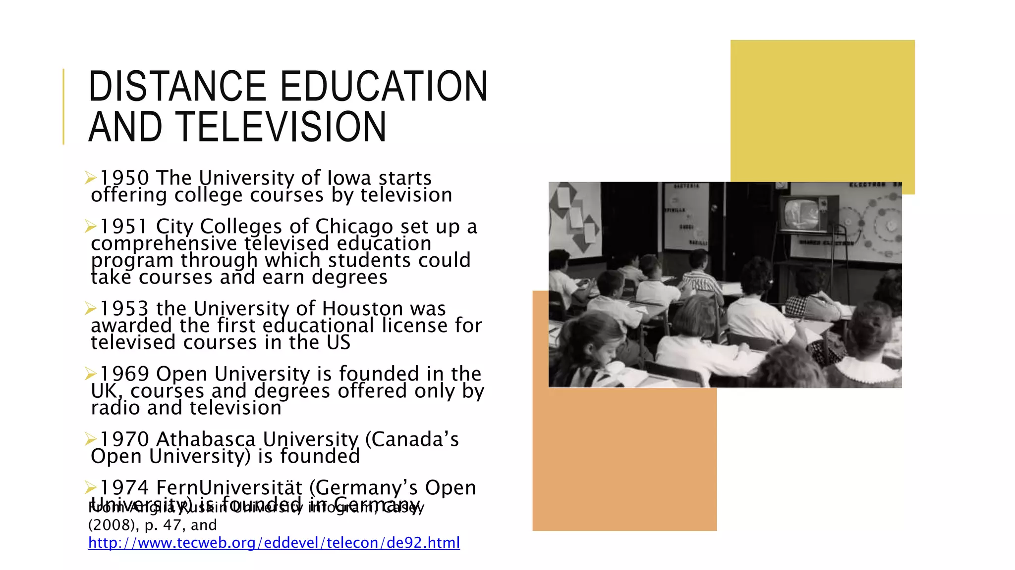 A Brief History of Distance, Online, and Virtual Worlds Education | PPTX