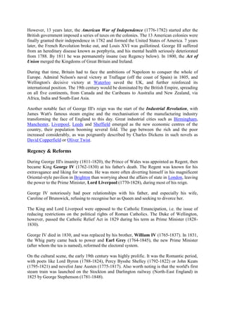 A brief history of england | DOCX