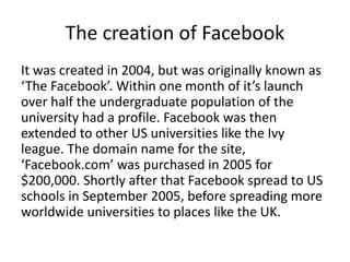A brief history of facebook | PPT
