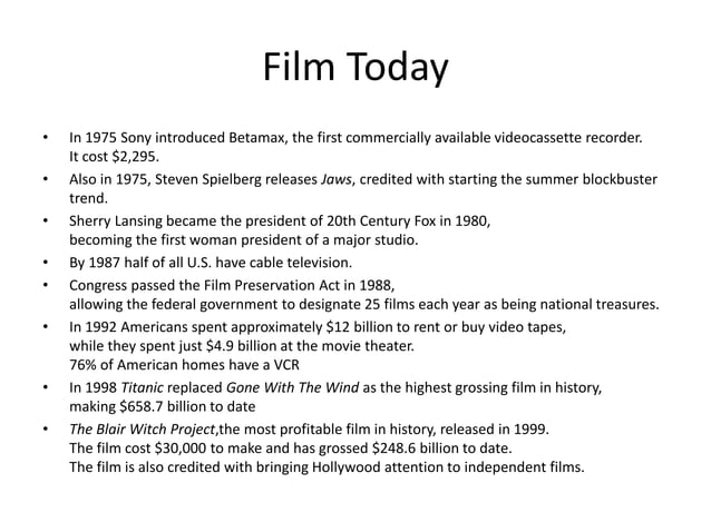 A Brief History of Film | PPT