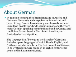 A Brief History of German Language Evolution | PPTX