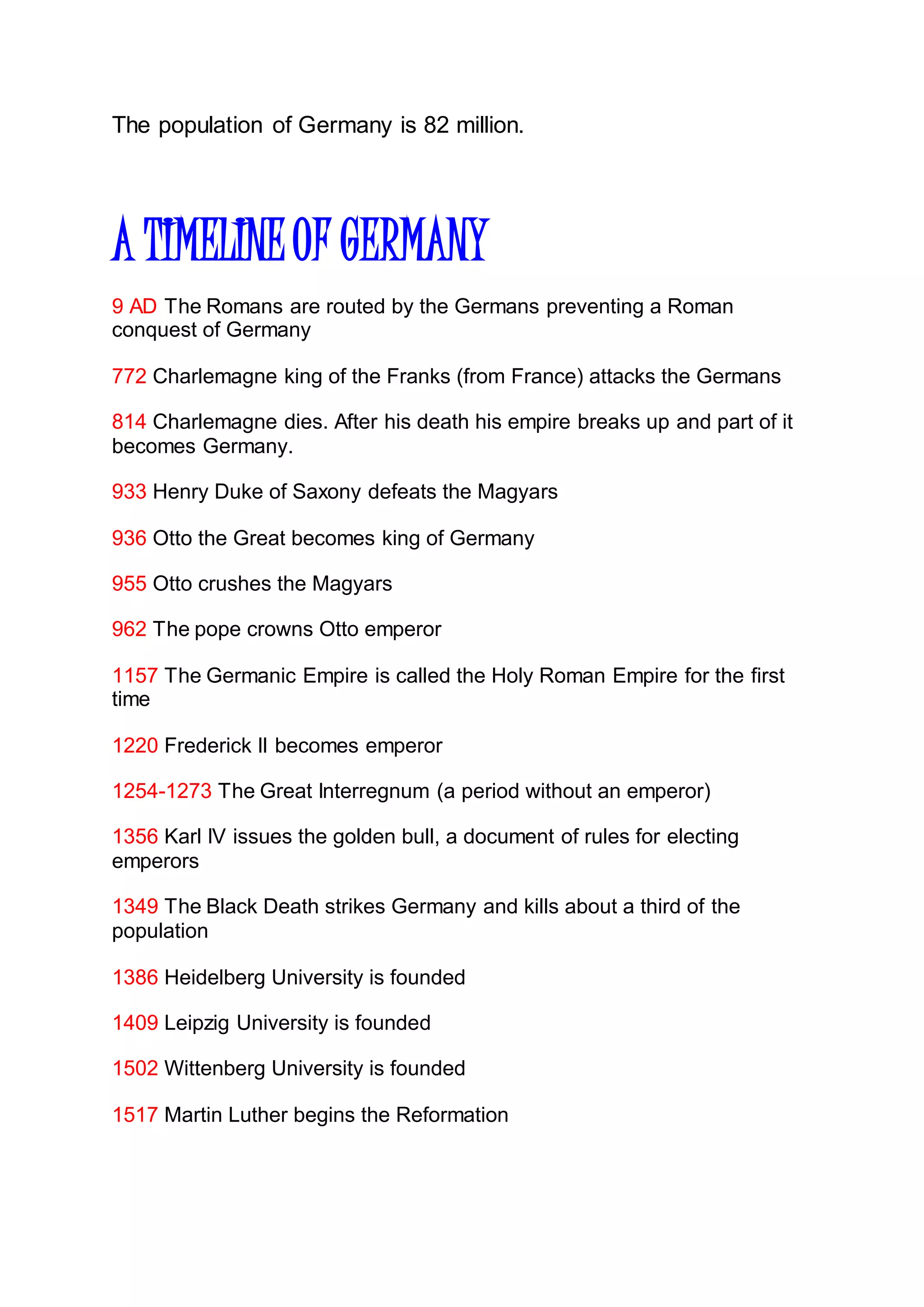 A Brief History Of Germany | DOCX