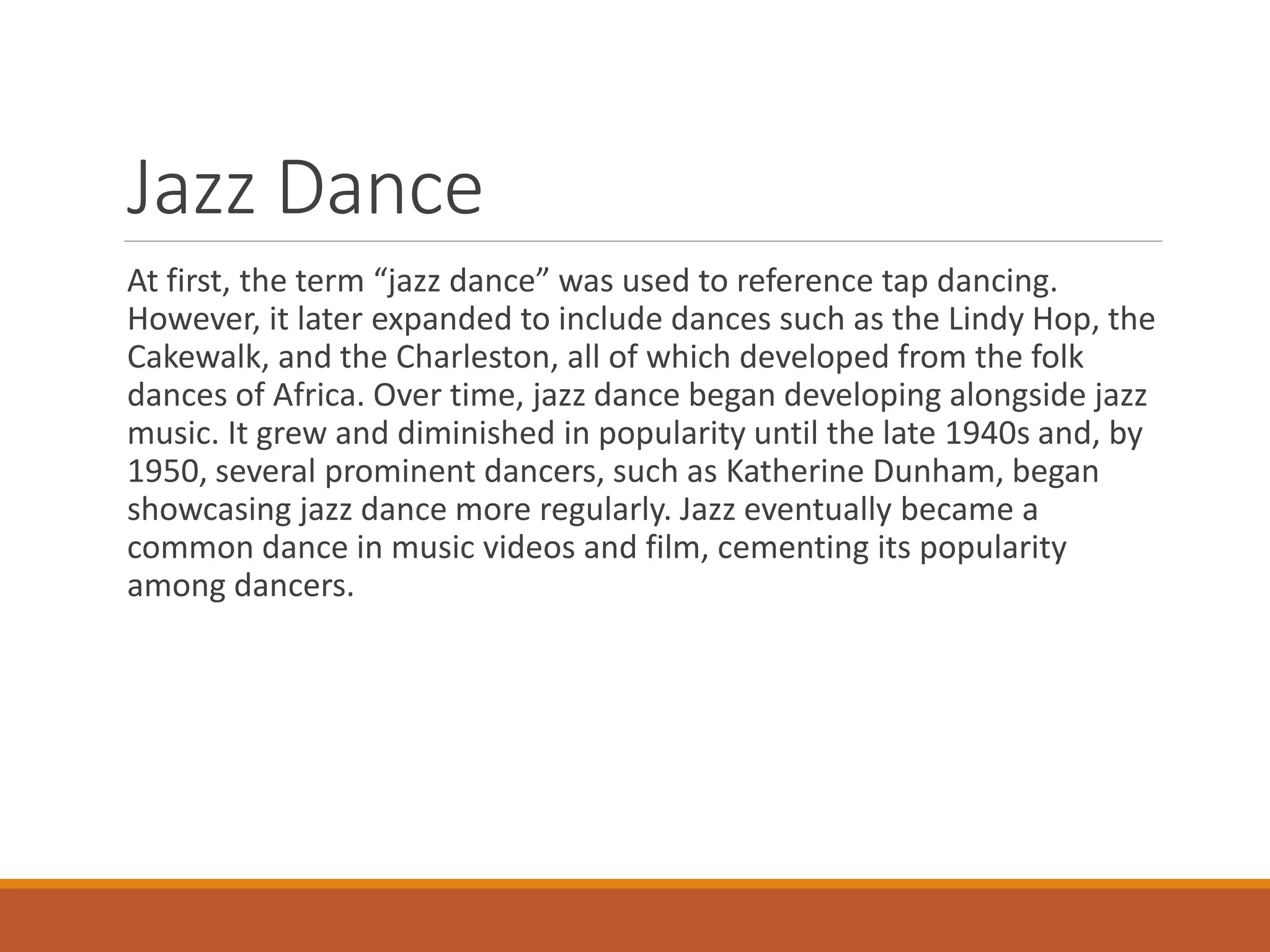 A Brief History of Jazz Dance | PPTX