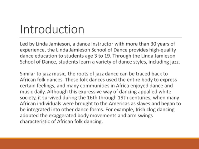 A Brief History of Jazz Dance | PPTX | Jazz | Music