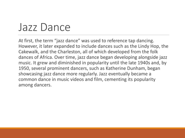 A Brief History of Jazz Dance | PPTX | Jazz | Music