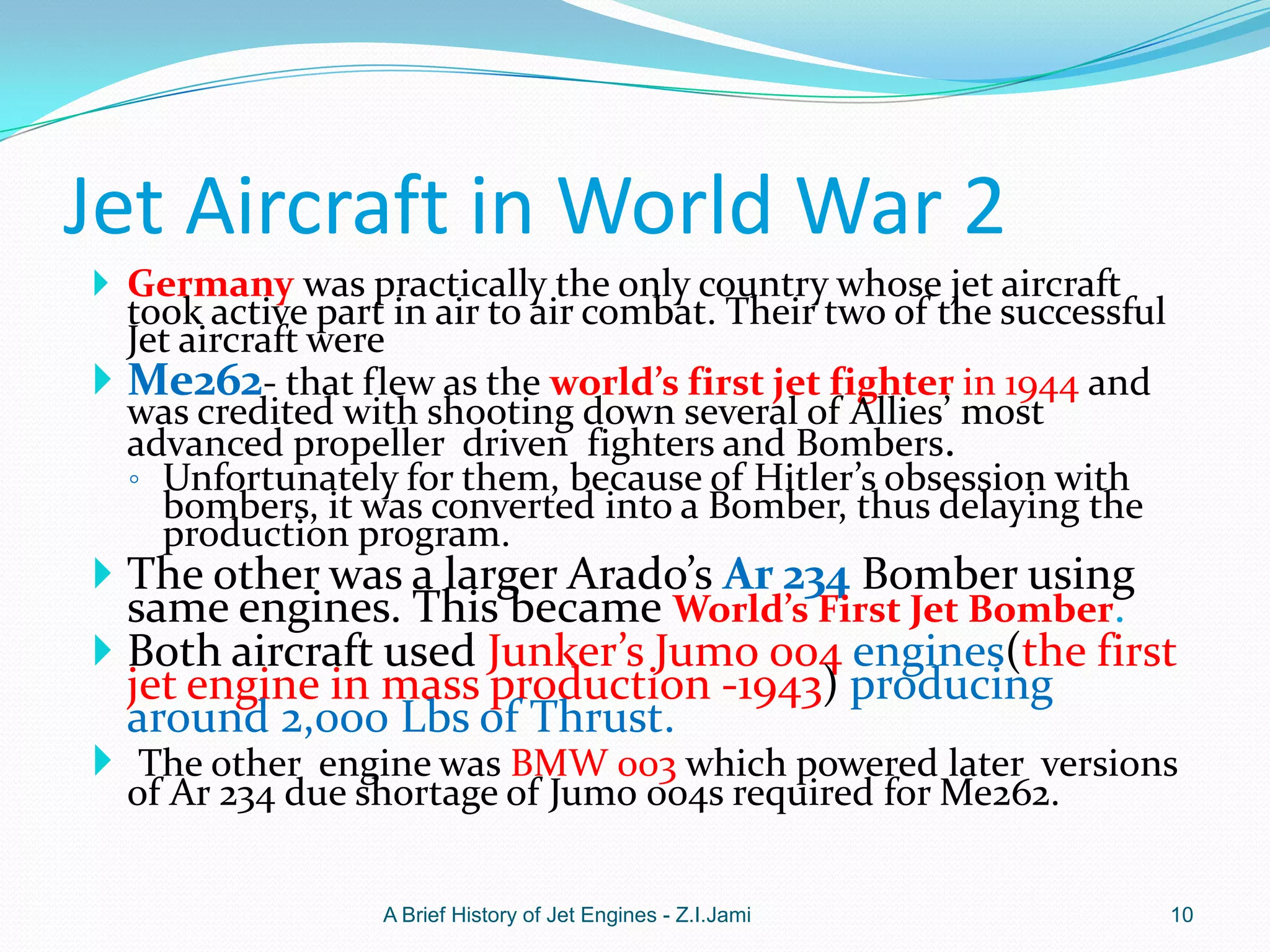 A brief history of jet (gas turbine) engines | PPTX