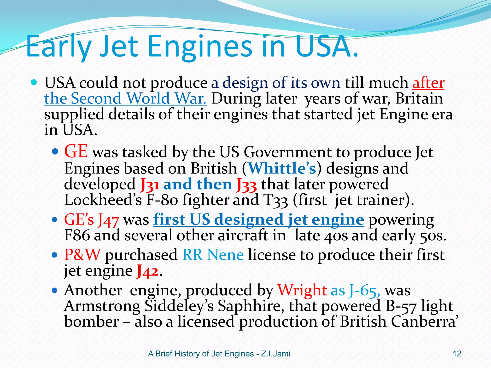 A brief history of jet (gas turbine) engines | PPTX