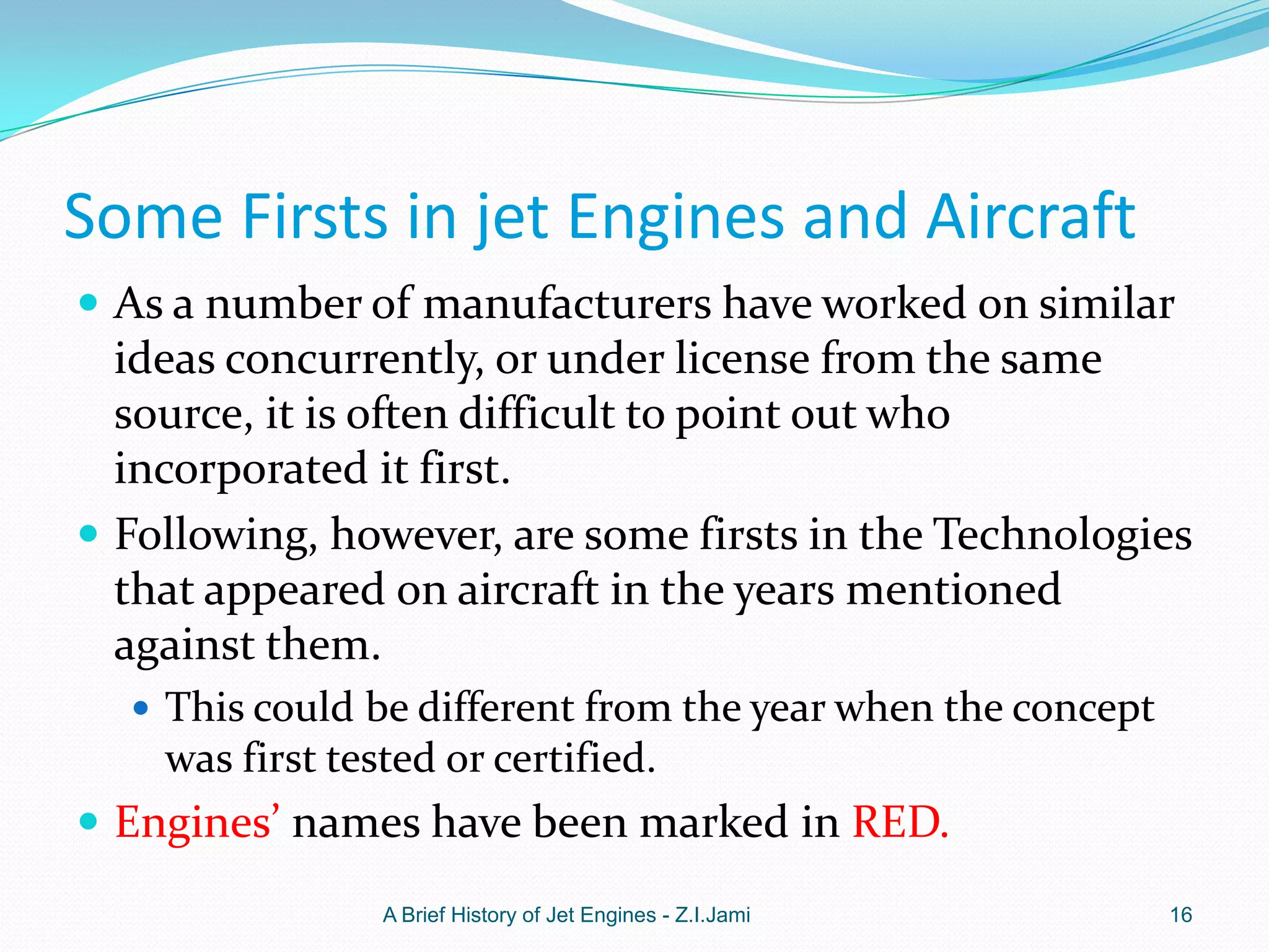 A brief history of jet (gas turbine) engines | PPTX