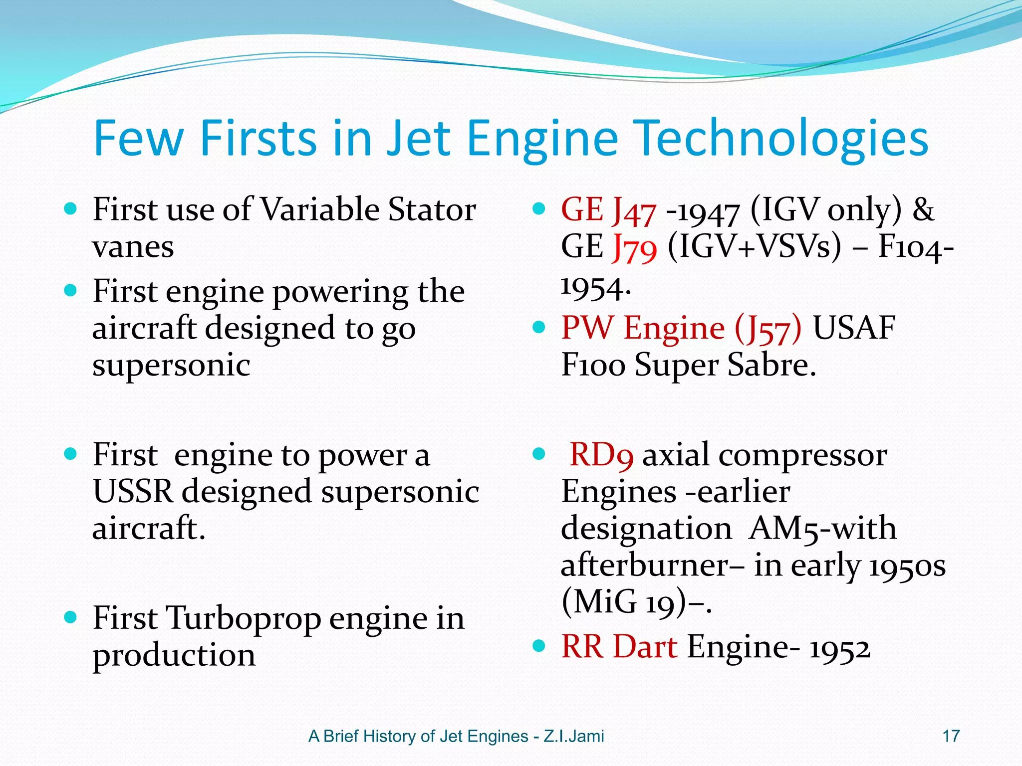 A brief history of jet (gas turbine) engines | PPTX
