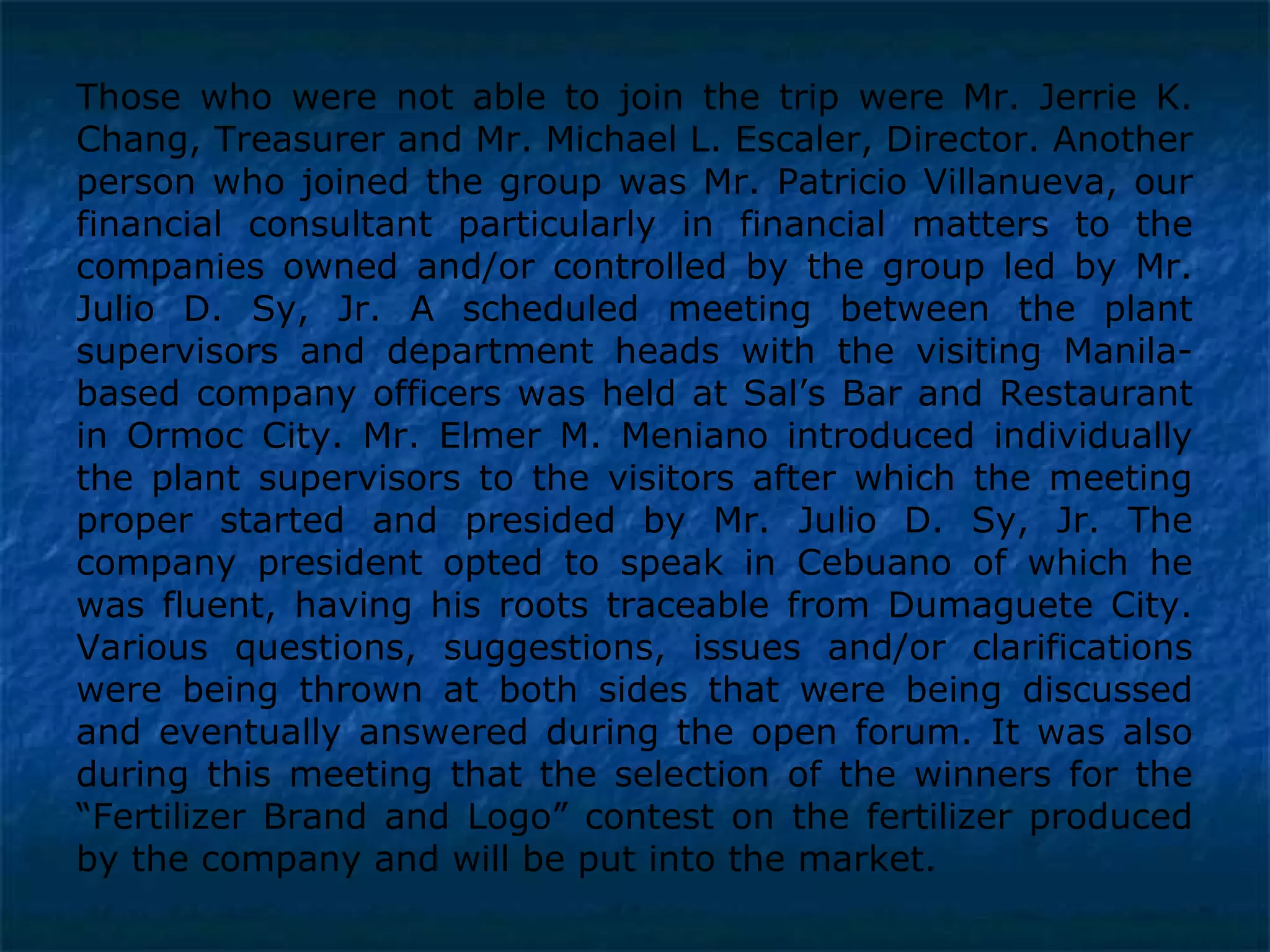 A brief history of leyte agri corporation | PPT