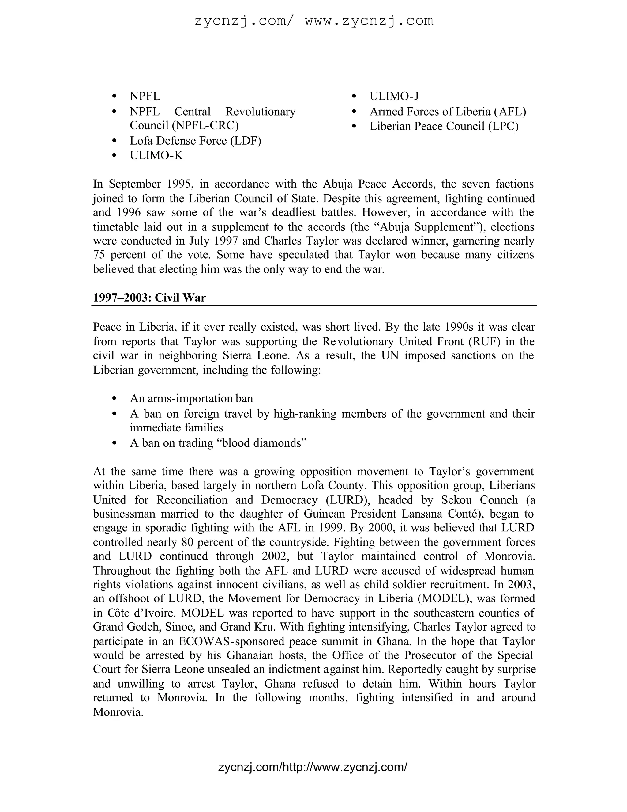 A brief history of liberia | PDF