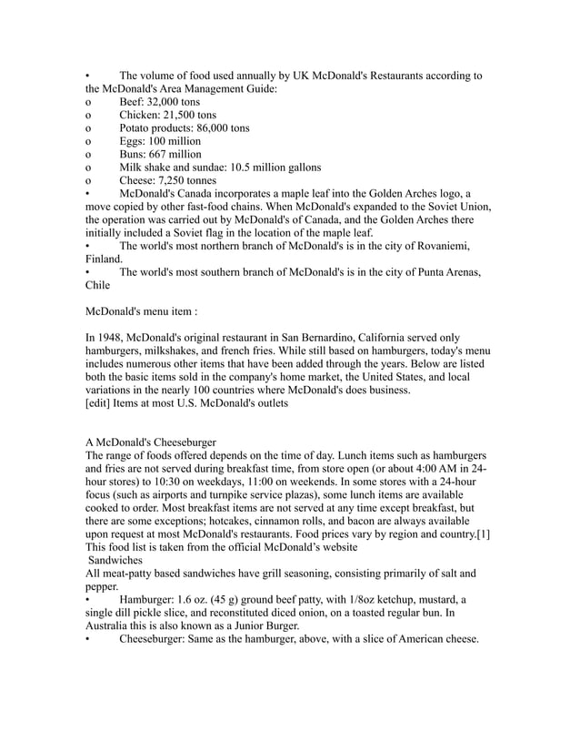 A brief history of mc donald | DOC