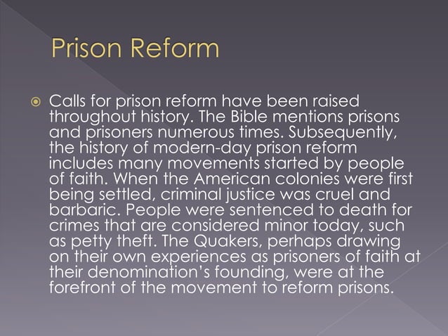 A Brief History of Prison Reform in the U.S. | PPT