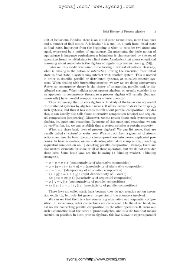 A brief history of process algebra | PDF | Physics | Science