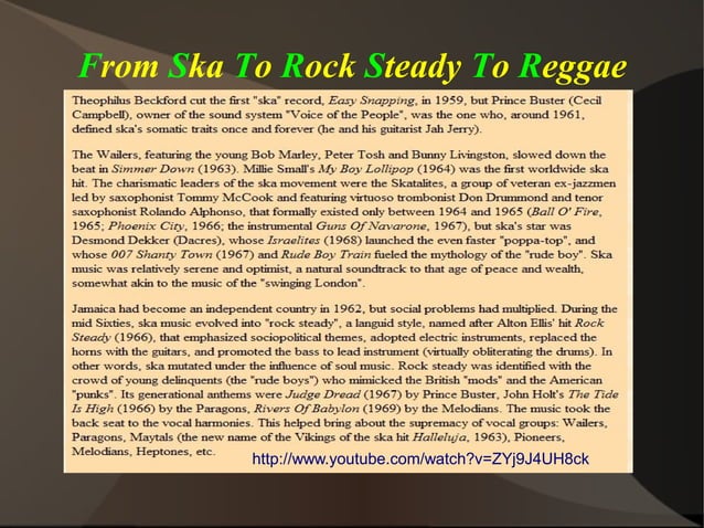 A Brief History of Reggae by George D. Goddard, B.A. | PPT