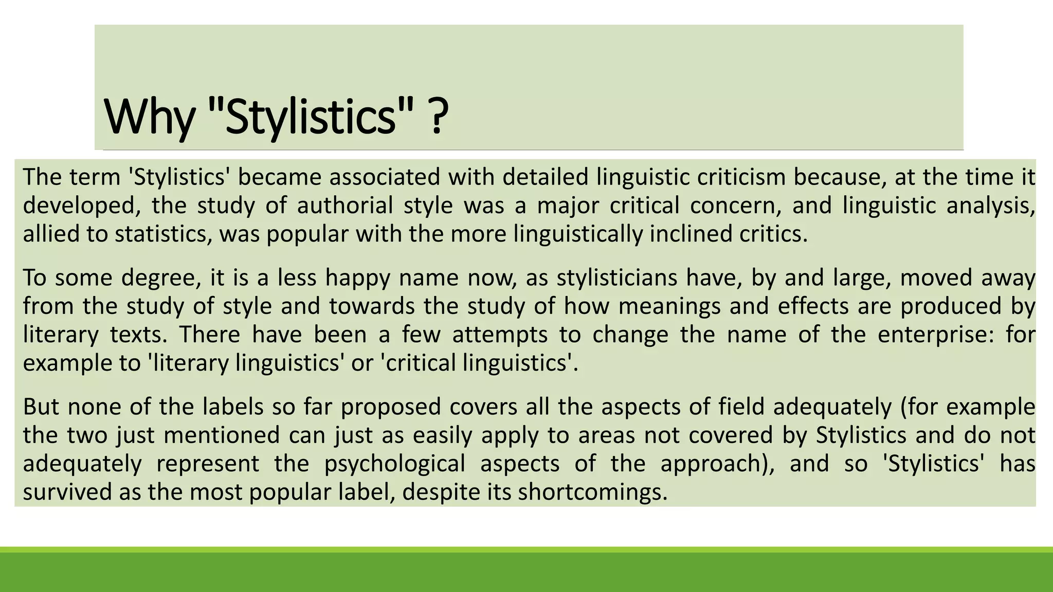 brief history of stylistics | PPTX
