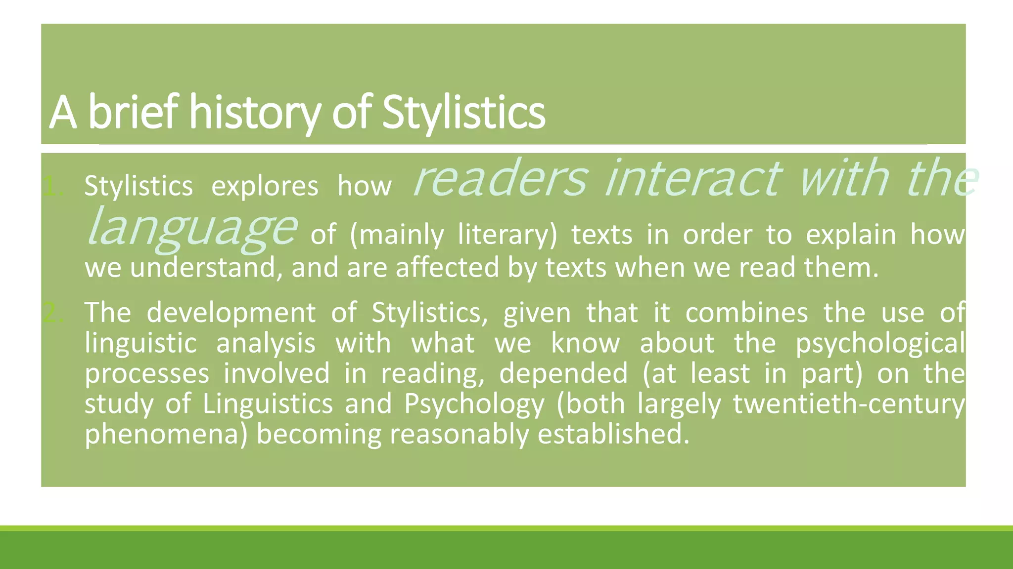 brief history of stylistics | PPTX