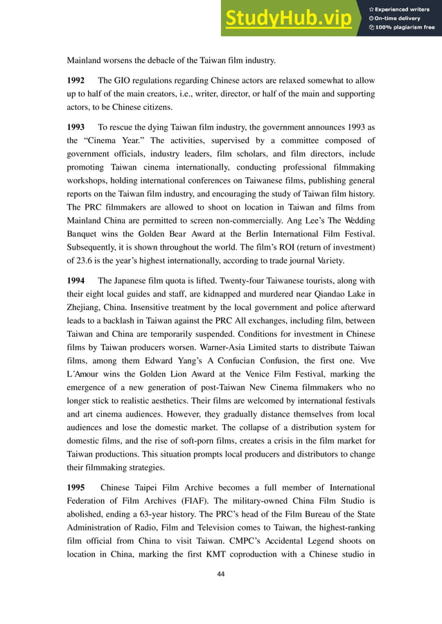 A Brief History of Taiwan Cinema.pdf | Movies | Entertainment