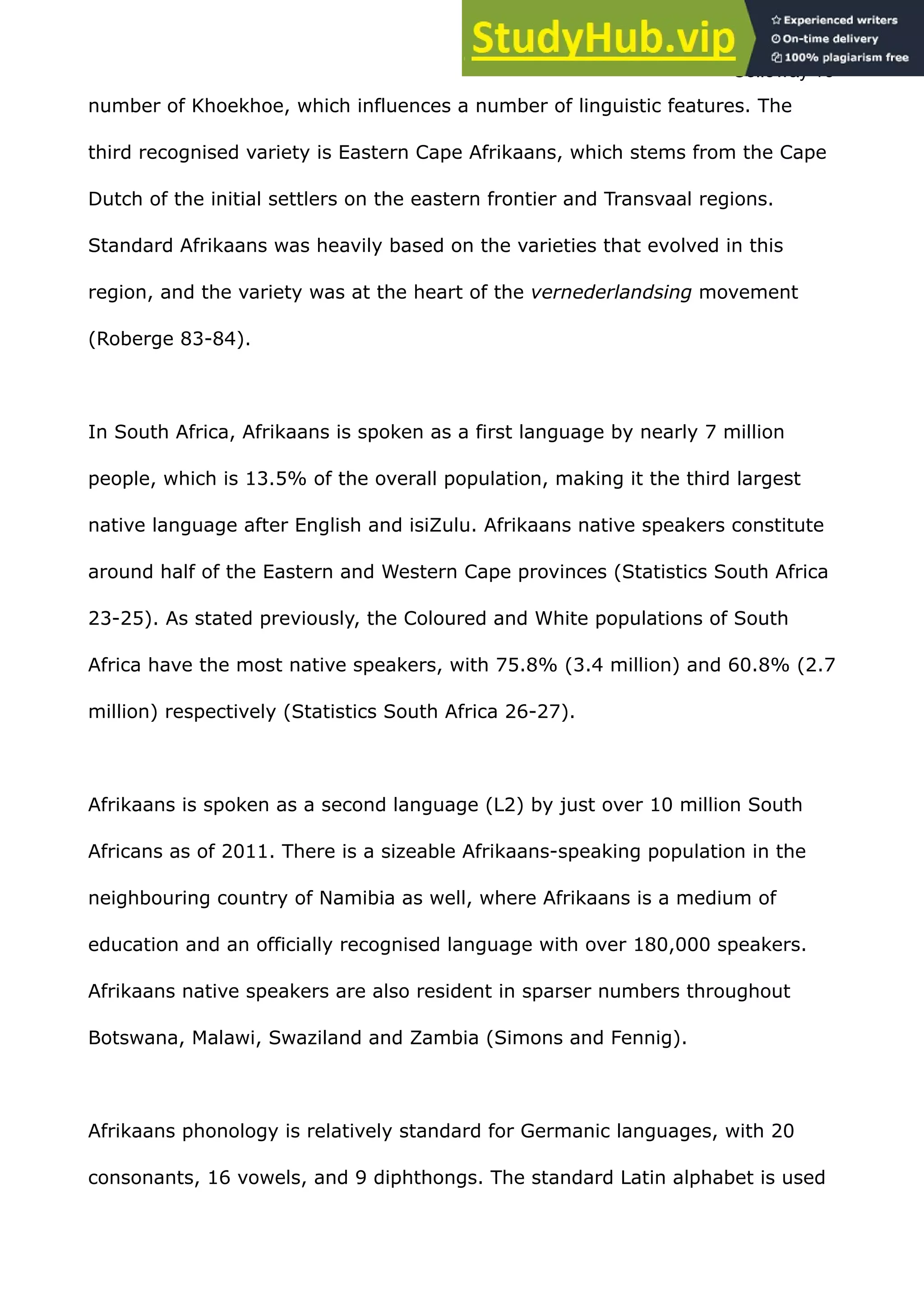 A Brief History Of The Afrikaans Language | PDF