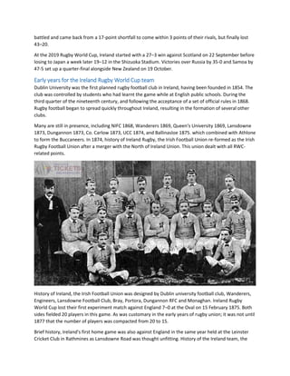 A brief history of the Ireland Rugby World Cup team.docx