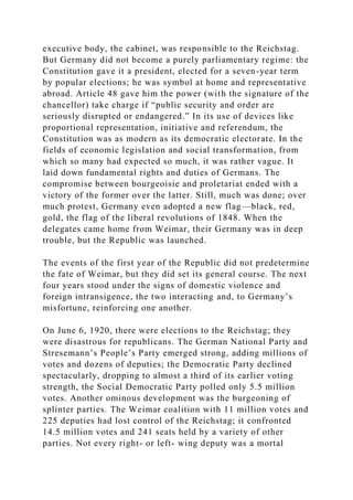 A BRIEF HISTORY OF THE WEIMAR REPUBLICFROM Peter Gay, Weimar .docx