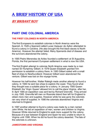 A Brief History Of USA | PDF