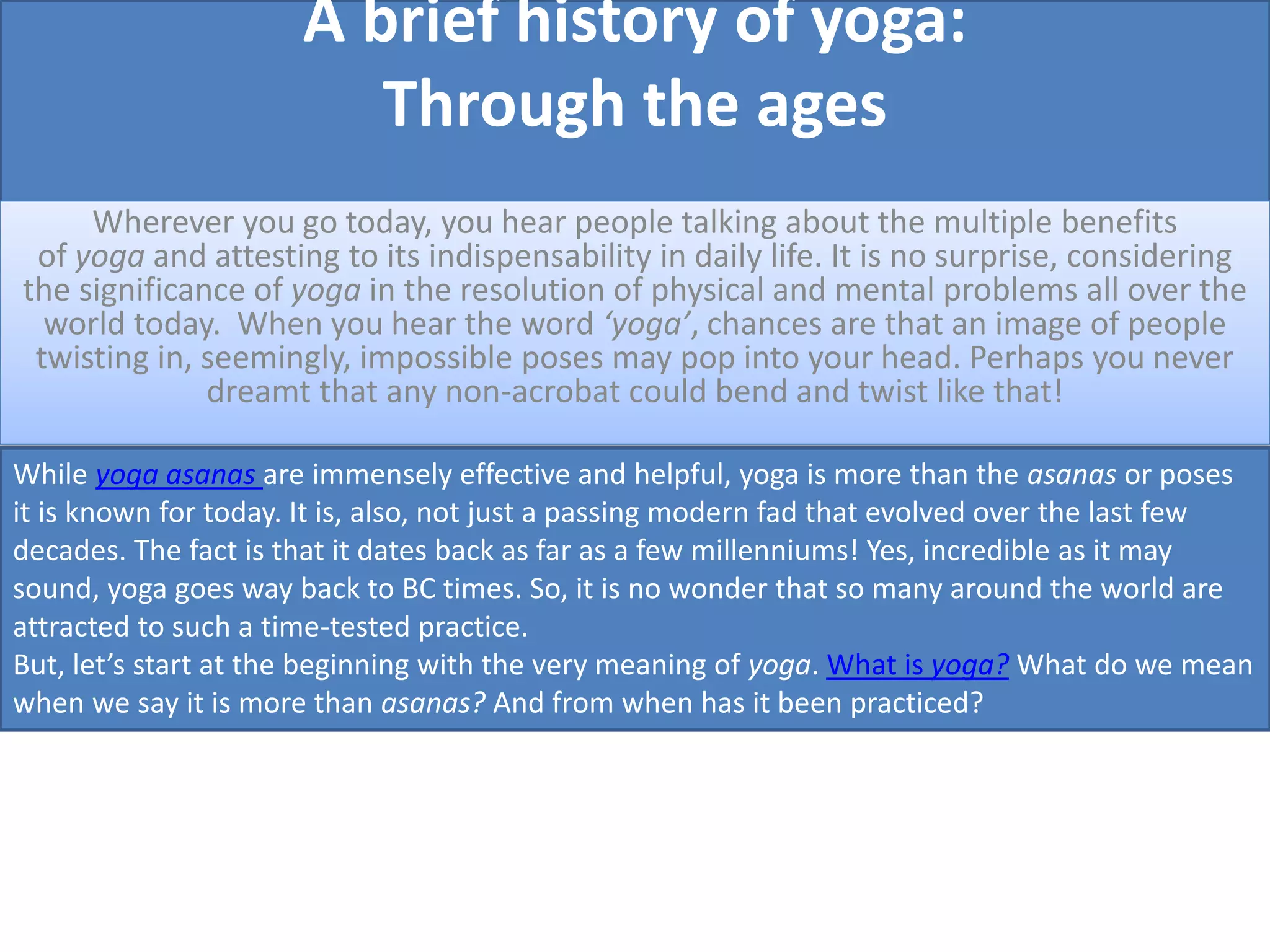 A brief history of yoga | PPTX