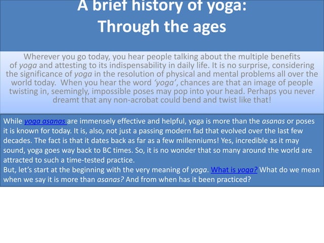 A brief history of yoga | PPTX | Hinduism | Religion & Spirituality