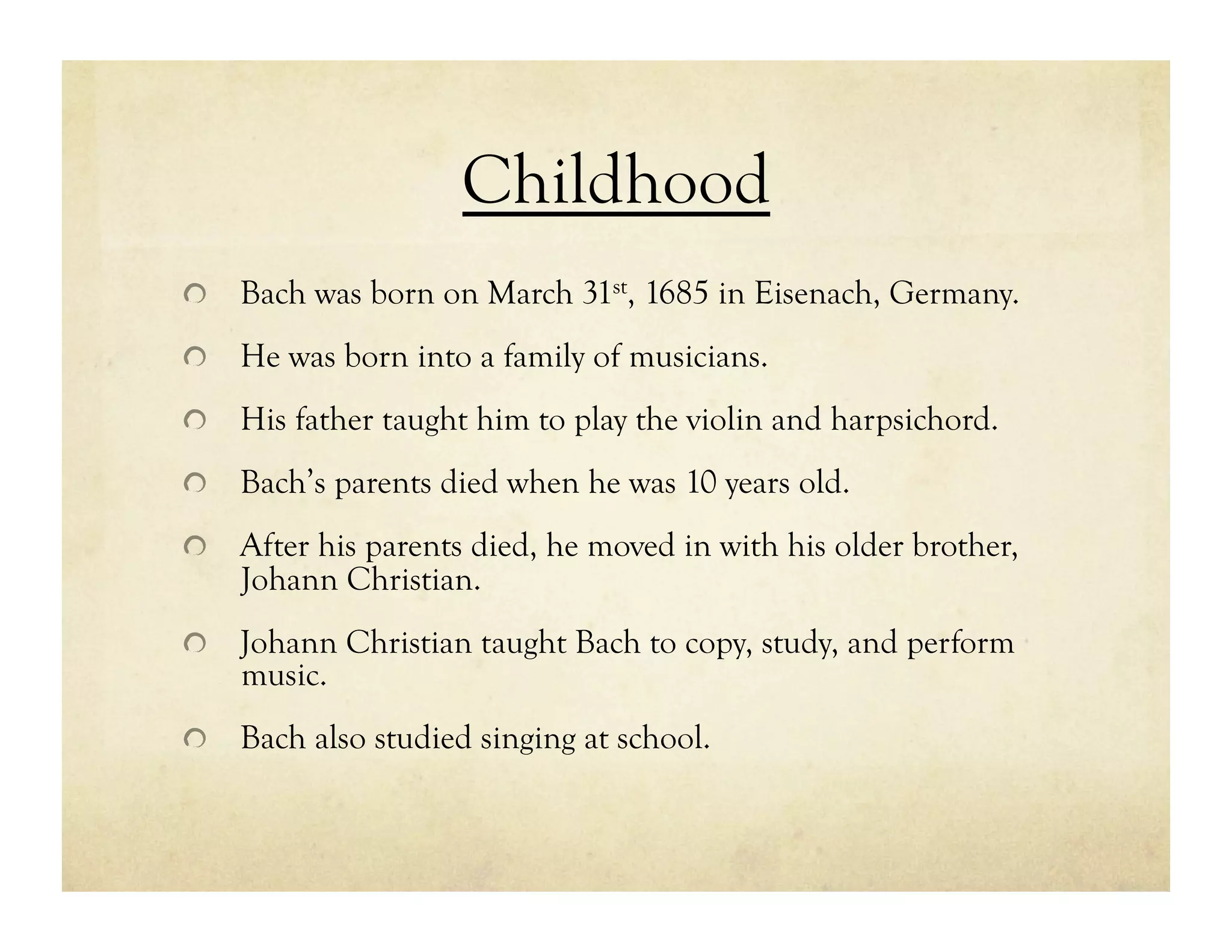 A brief history on the life of johann sebastian bach | PDF