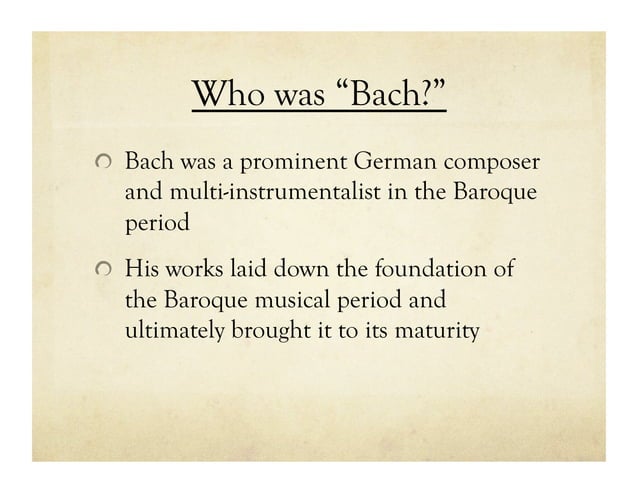 A brief history on the life of johann sebastian bach | PDF