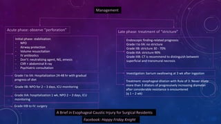 A brief in esophageal caustic injury for surgical residents | PPTX