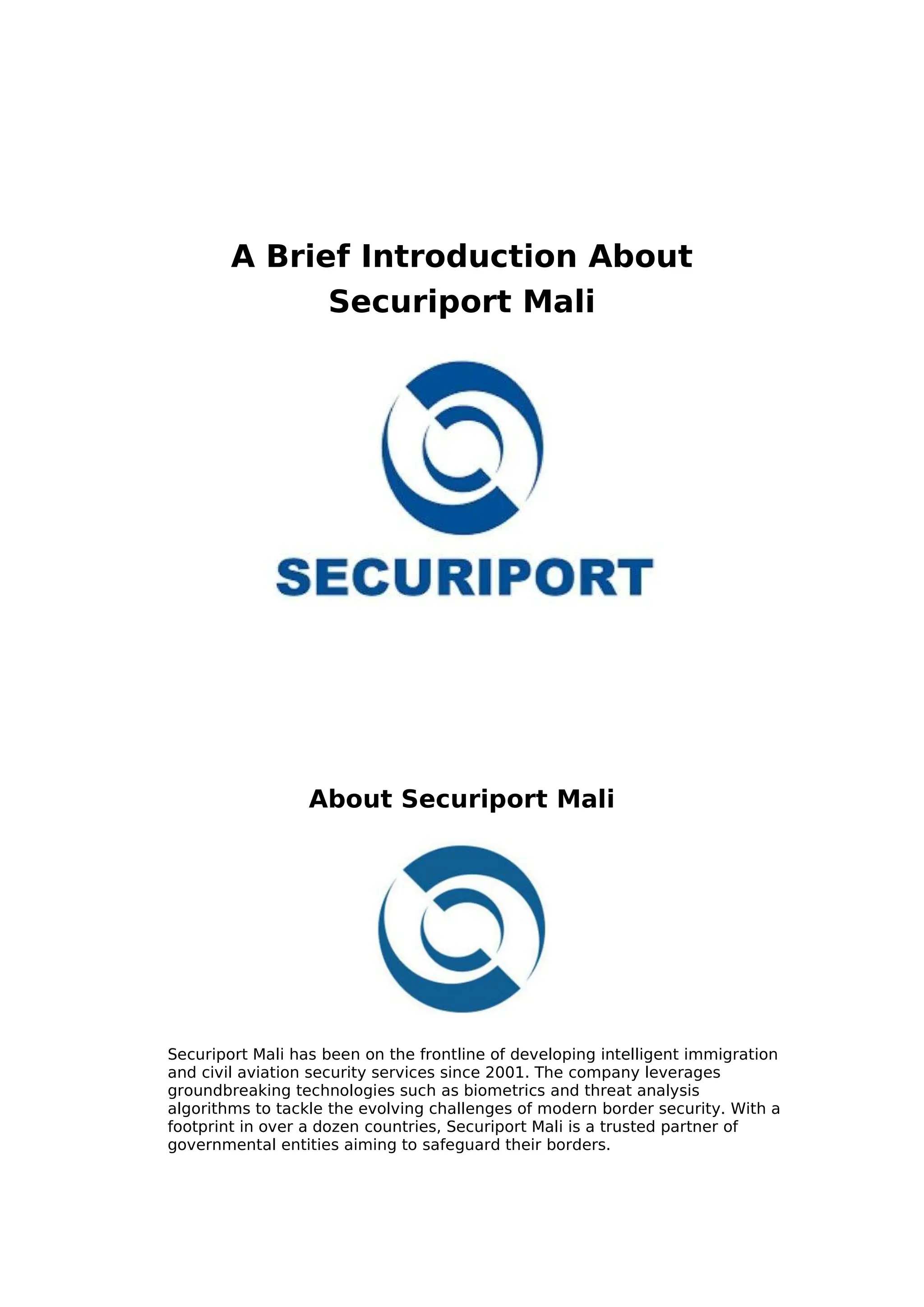 A Brief Introduction About Securiport Mali | PDF